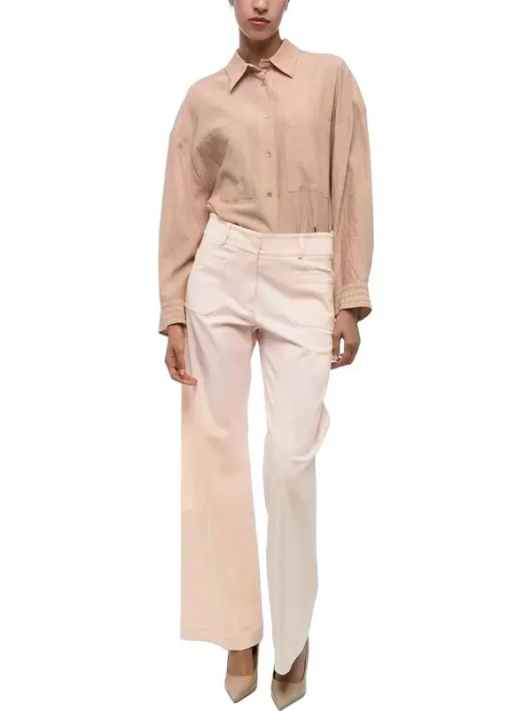 QL2 QUELLEDUE Wide-leg Trousers With Patch Pockets - Neutrals