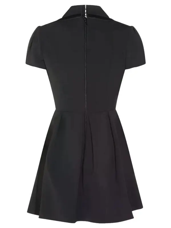 Elisabetta Franchi Mini Pleated Dress With Satin Trim - Black