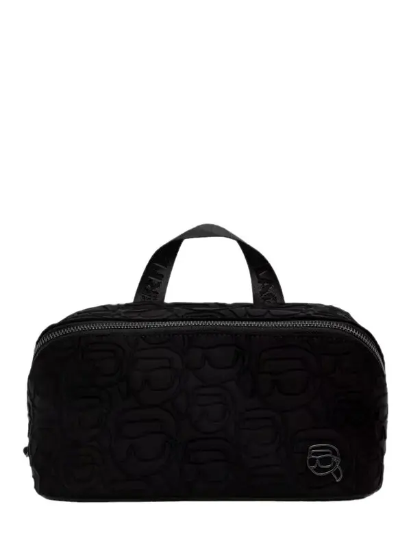 Karl Lagerfeld Logo Patterned Makeup Bag - Black