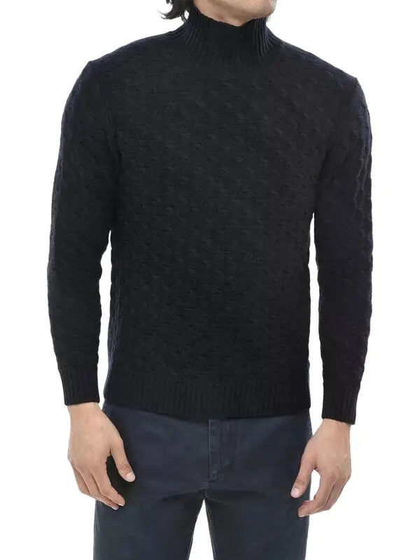 PAOLO PECORA Cable-knit Turtleneck Sweater - Blue