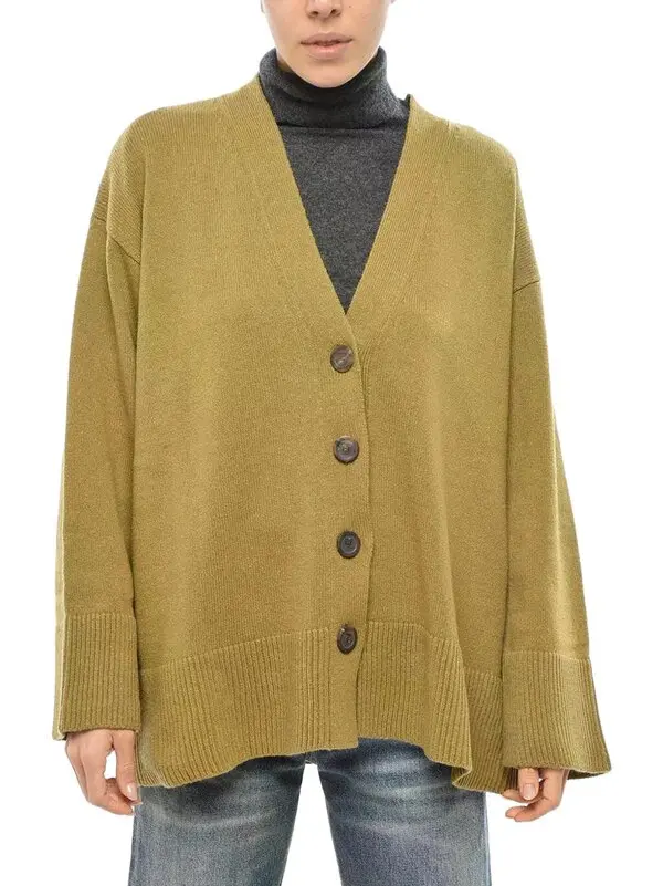 Malo Button-up V-neck Cardigan - Green