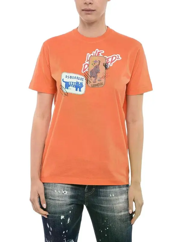 Dsquared2 Logo-print Patch Detail T-shirt - Orange