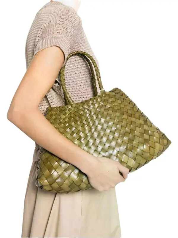 Dragon Diffusion Small Santa Croce Woven Leather Tote Bag - Green