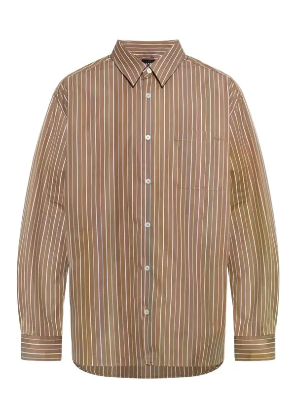 A.p.c. Malo Vertical-stripe Shirt - Brown
