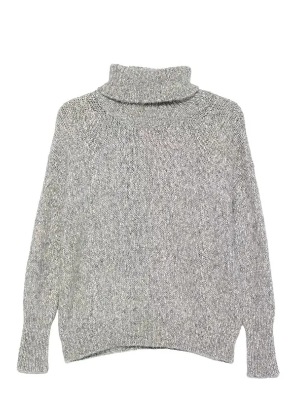 BASE Roll-neck Knitted Sweater - Grey