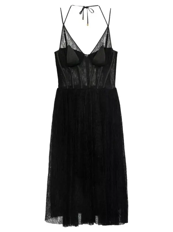 Elisabetta Franchi Floral Lace Dress - Black