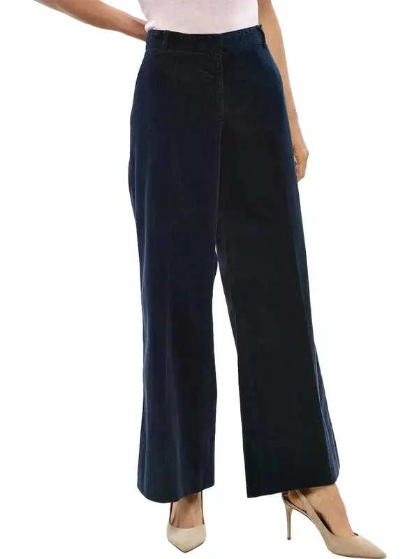QL2 QUELLEDUE Melody Ribbed Velour Wide-leg Trousers - Blue