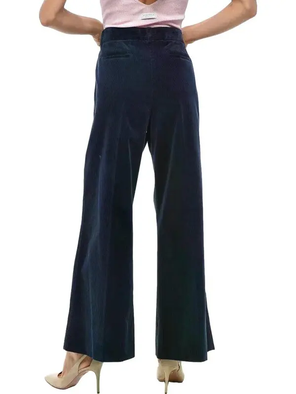 QL2 QUELLEDUE Melody Ribbed Velour Wide-leg Trousers - Blue