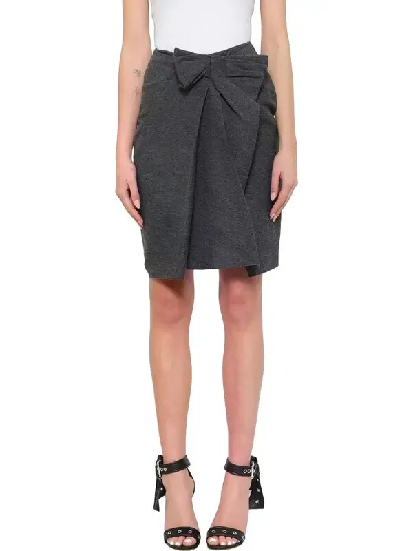 LANVIN Bow Detail Pleated Skirt - Grey