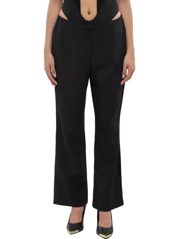 OBLÒ UNIQUE Flat-front Trousers With Tonal Topstitching - Black