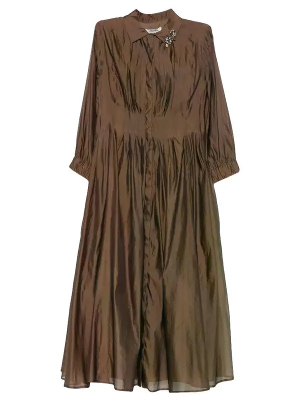 Max Mara Crystal-embellished Pleated Midi Dress - Brown
