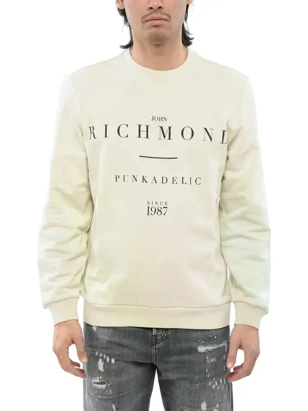 John Richmond Logo Print Cotton Sweatshirt - Neutrals