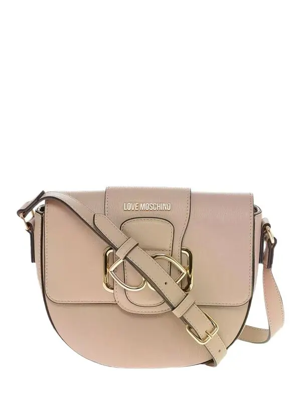 Moschino Heart Buckle Crossbody Bag - Neutrals