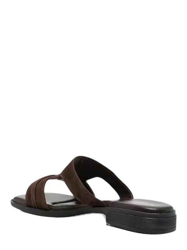 SERGIO MORETTI FIRENZE Suede Buckle Detail Sandals - Brown