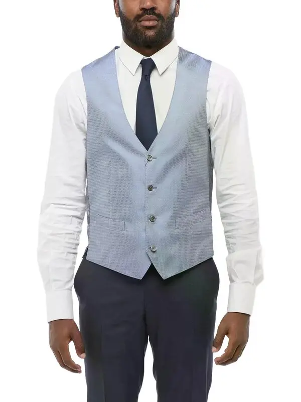 Corneliani Geometric Pattern Silk Waistcoat - Blue