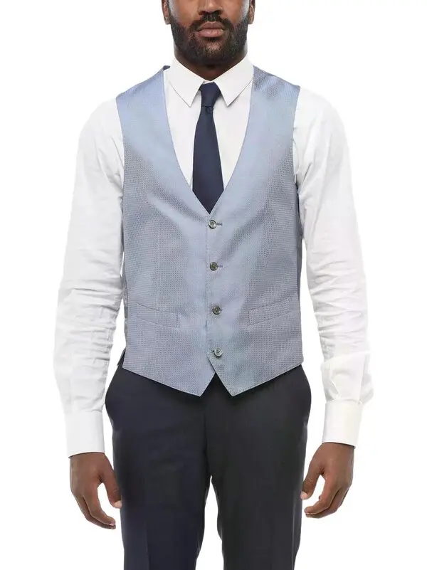 Corneliani Geometric Pattern Silk Waistcoat - Blue