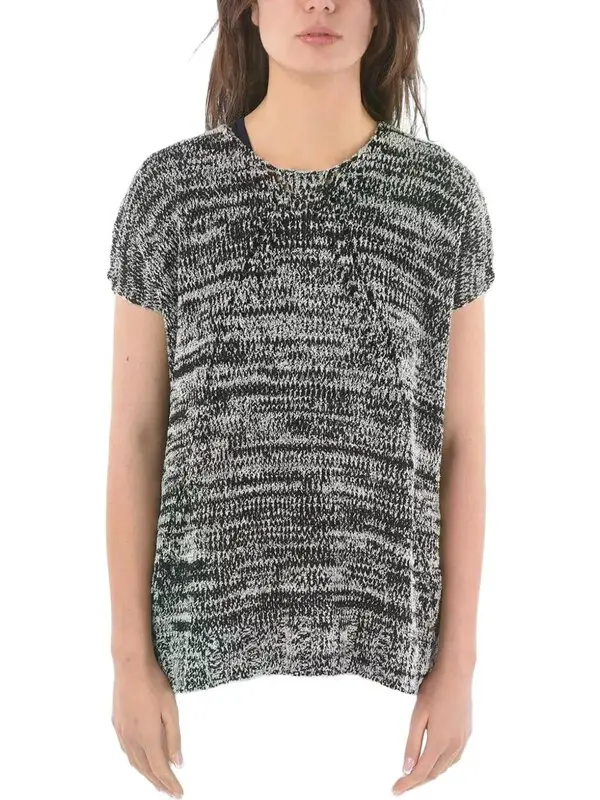Woolrich Two-tone Short-sleeve Cotton Sweater - Black