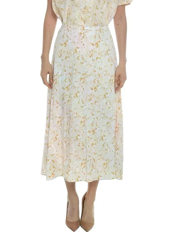 SAMSOE SAMSOE Andina Floral Print Flared Midi Skirt - Neutrals