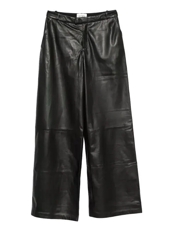 ARMA Wide-leg Leather Trousers - Black