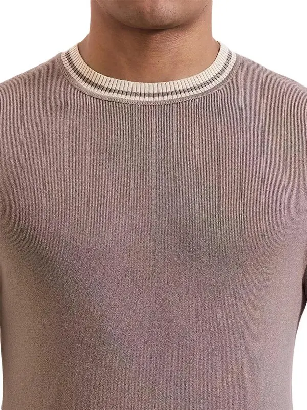 MAUVAIS Stripe-trim Ribbed T-shirt - Neutrals