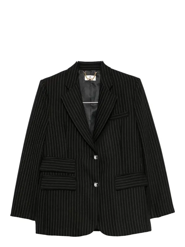 Elisabetta Franchi Pinstripe Notched-lapel Blazer - Black