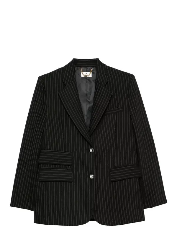 Elisabetta Franchi Pinstripe Notched-lapel Blazer - Black