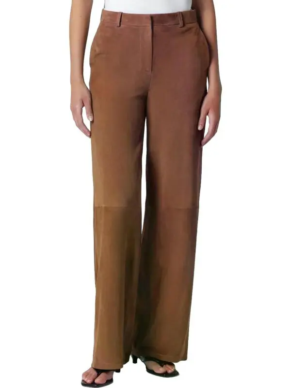 Nour Hammour Suede Trousers - Brown