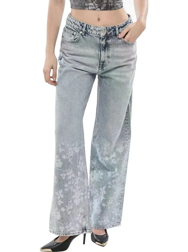 HOLZWEILER Floral Print Wide-leg Jeans - Blue