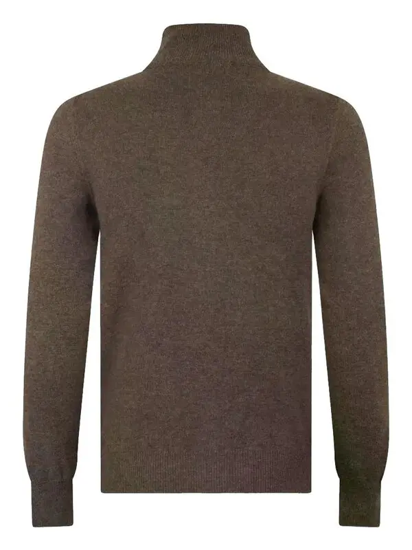 MOORER Arquato High-neck Button-up Sweater - Brown