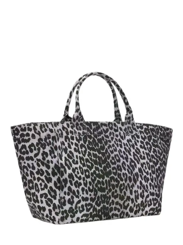 GANNI Tote Bag With Leopard Print - Grey