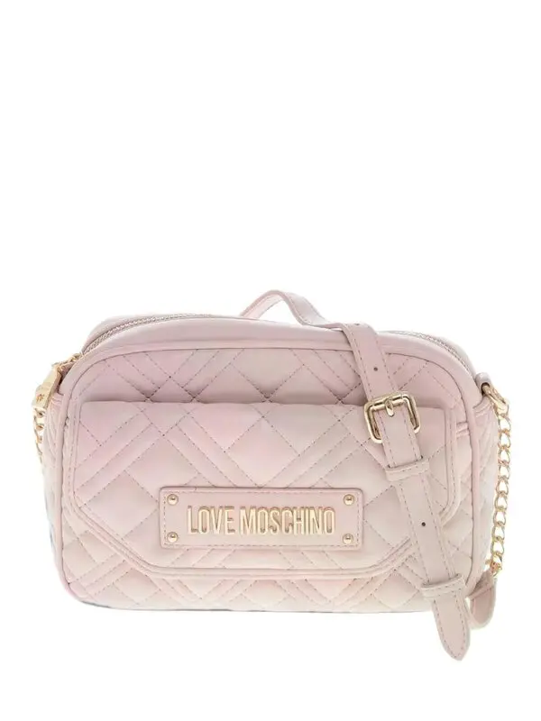 Moschino Love Quilted Logo-plaque Shoulder Bag - Pink