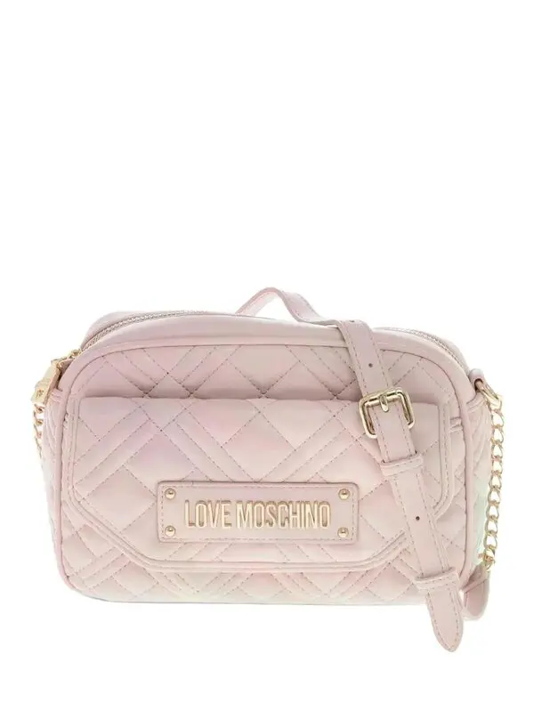 Moschino Love Quilted Logo-plaque Shoulder Bag - Pink