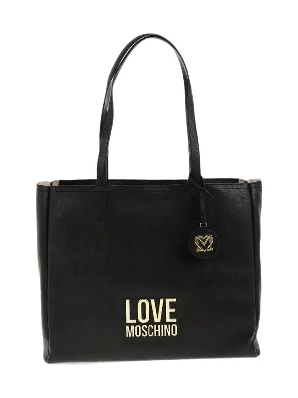 Moschino Plaque Shoulder Bag - Black