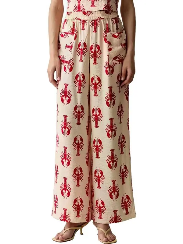 BENETTON Printed Lobster Wide-leg Trousers - Neutrals