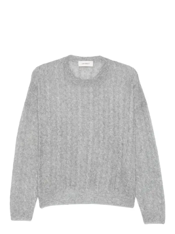 LISA YANG Cable-knit Crew Neck Sweater - Grey