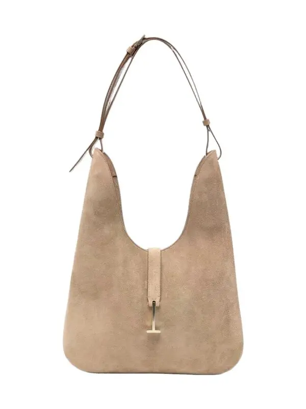 TOM FORD T-clasp Suede Shoulder Bag - Neutrals