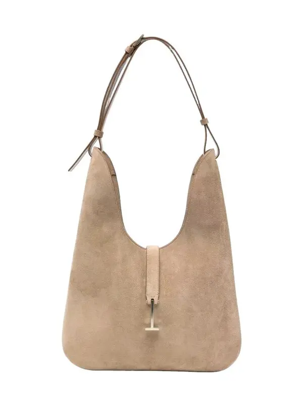 TOM FORD T-clasp Suede Shoulder Bag - Neutrals