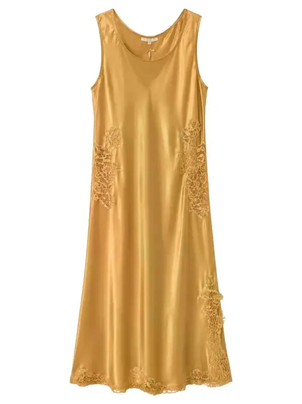 Gold Hawk Luna Lace-trimmed Satin Maxi Dress - Gold