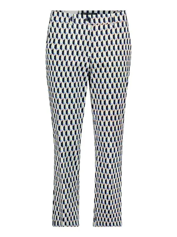 BETTY BARCLAY Geometric Print Cropped Trousers - Blue