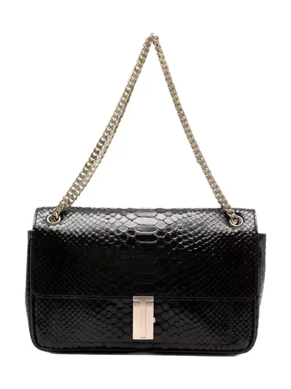 TOM FORD Snakeskin-effect Leather Shoulder Bag - Black