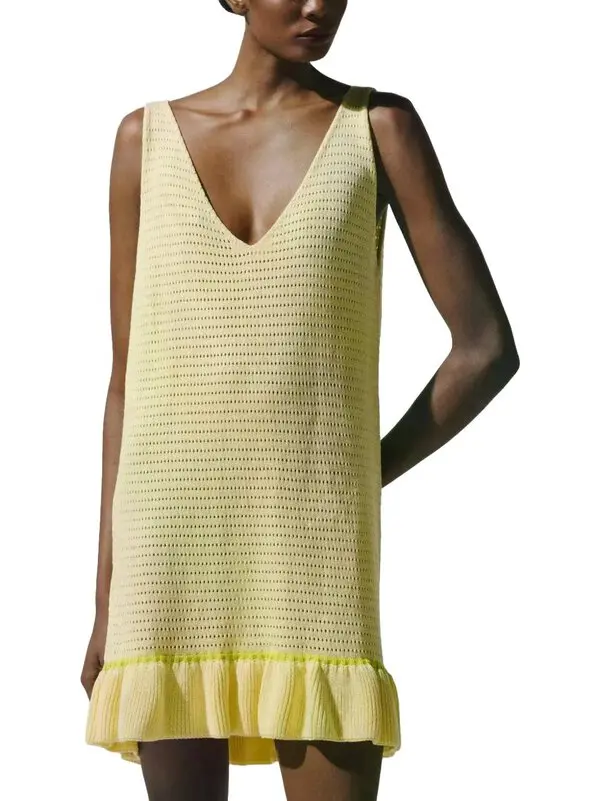 BAOBAB Muse Ruffled-hem V-neck Mini Dress - Yellow