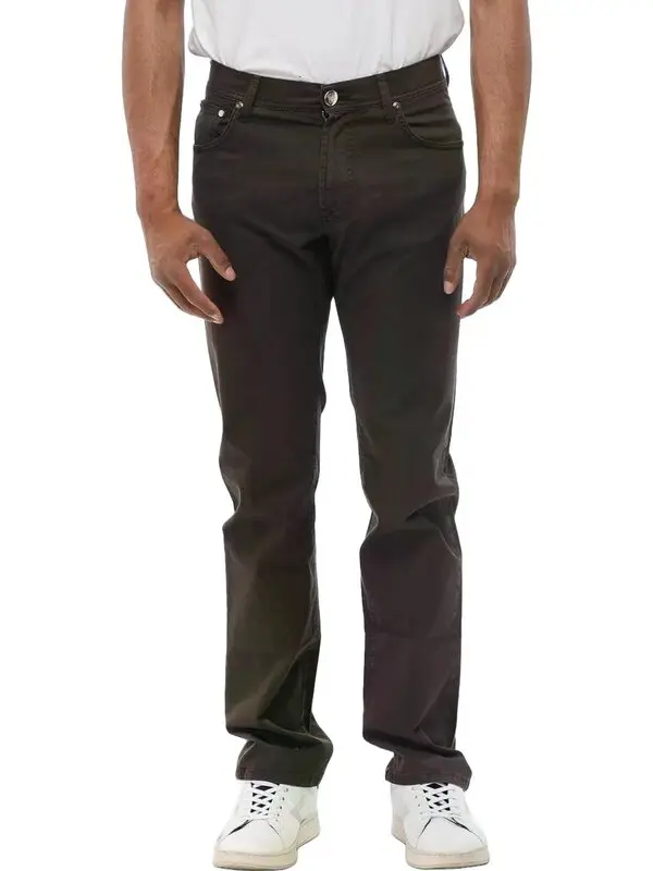 Corneliani Embroidered Logo Buttoned Trousers - Brown