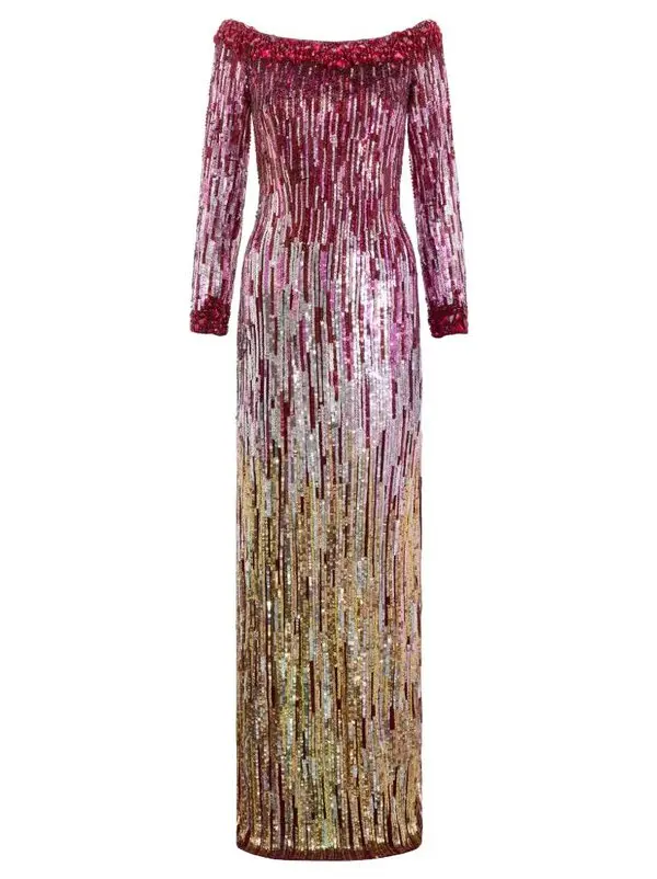 Jenny Packham Marnie Sequin Gown - Red