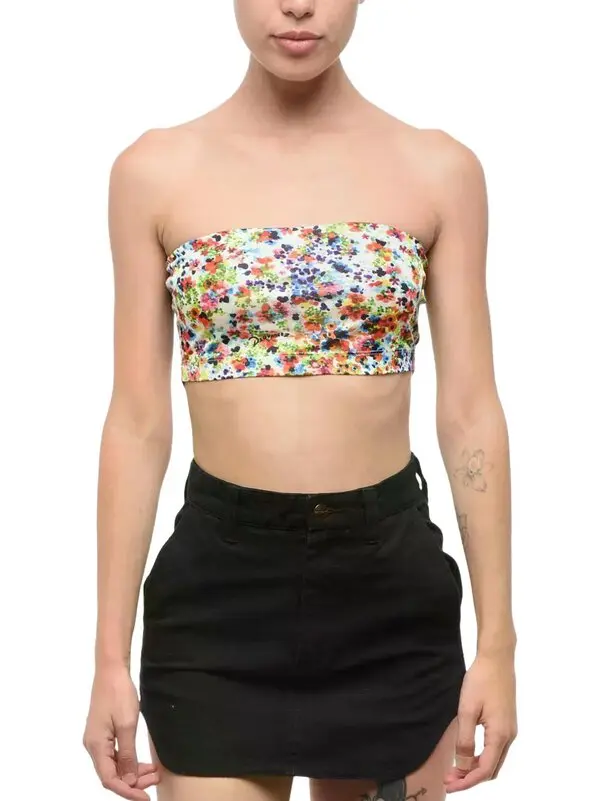 Dsquared2 Floral Print Strapless Cropped Top - Neutrals