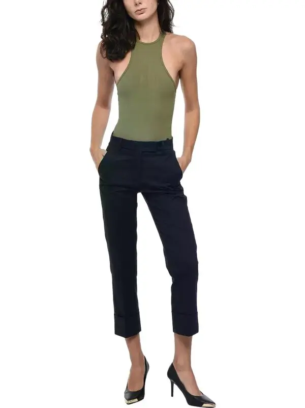QL2 QUELLEDUE Cropped Trousers With Turn-up Cuffs - Blue