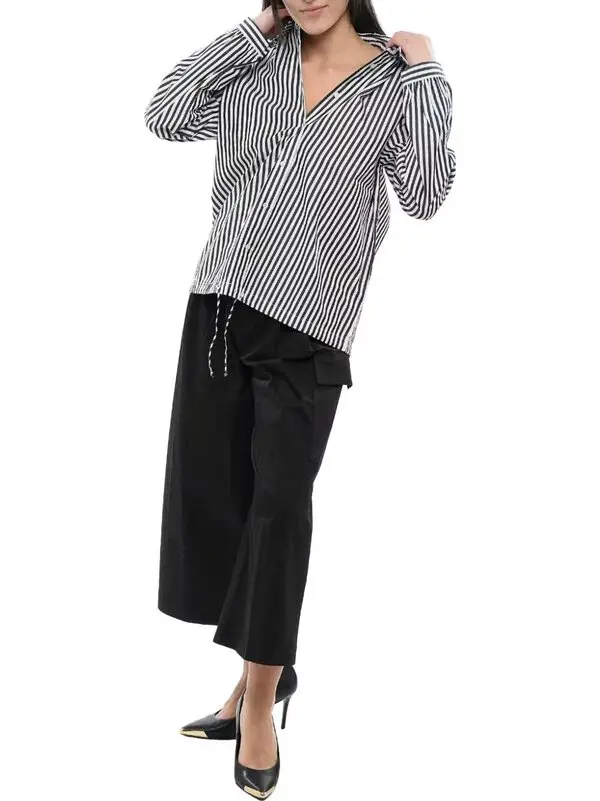 Woolrich Striped Cotton Shirt With Drawstring Hem - White
