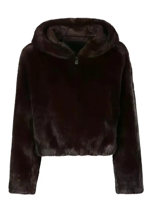 Pinko Faux Fur Hooded Jacket - Brown