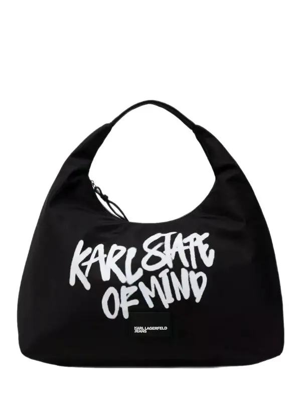 Karl Lagerfeld Graffiti Print Logo Patch Tote Bag - Black