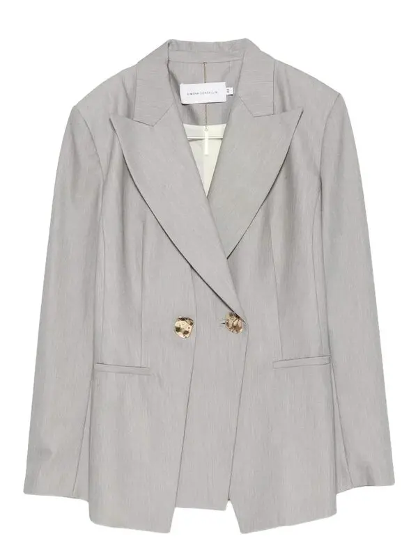 SIMONA CORSELLINI Double-breasted Peak-lapel Blazer - Grey