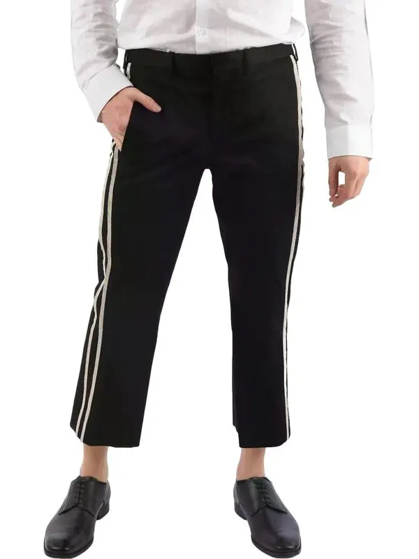 Neil Barrett Slim-fit Cropped Trousers With Contrast Side Stripes - Black